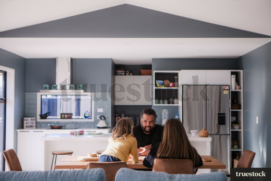 Father Teaching Daughters Te Reo By Kathryn Taylor Truestock