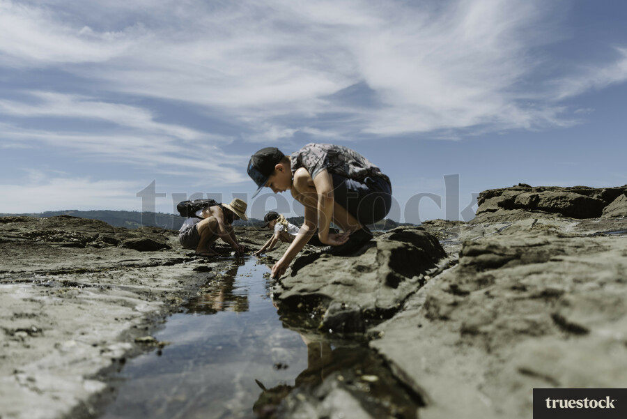 Boy Exploring Rock Pools by Aimee Glucina - Truestock Boy Exploring Rock Pools by Aimee Glucina - Truestock
