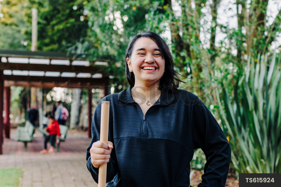 Portrait of Teen Girl at Marae by Erica Sinclair - Truestock