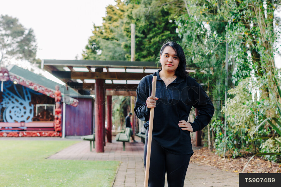 Portrait of Teen Girl at Marae by Erica Sinclair - Truestock